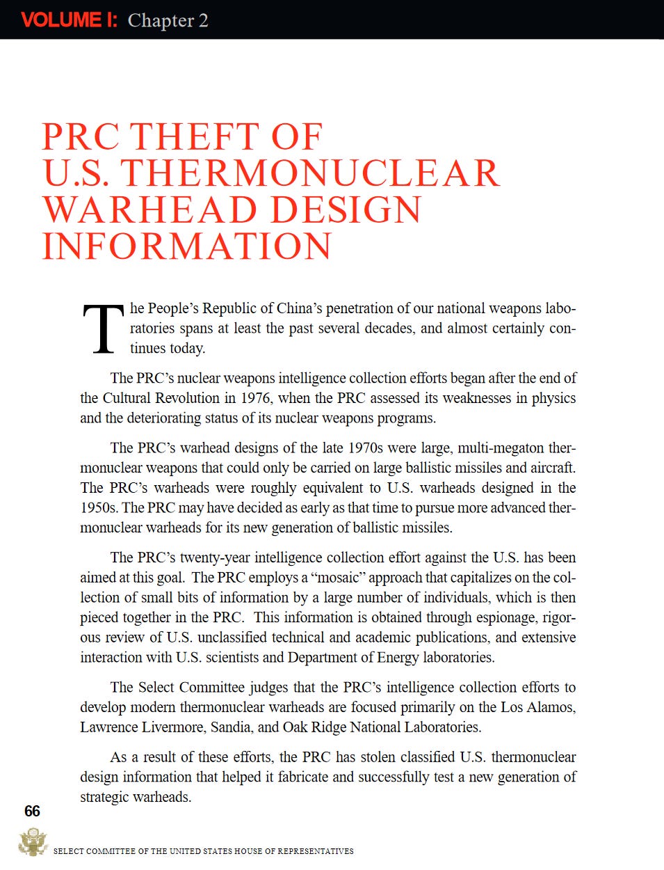 US House Of Representatives: PRC (Chinese) Theft Of U.S. Thermonuclear ...