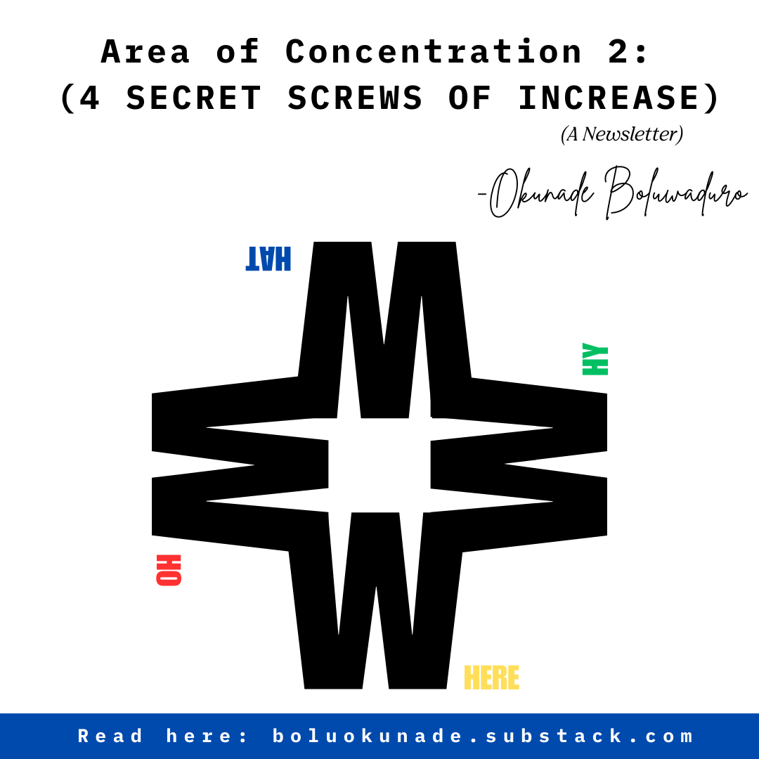 AREA OF CONCENTRATION 2: 4 SECRET SREWS OF INCREASE