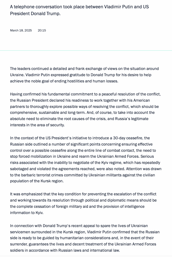 Putin and Trump talk - by Robin Westenra - Seemorerocks