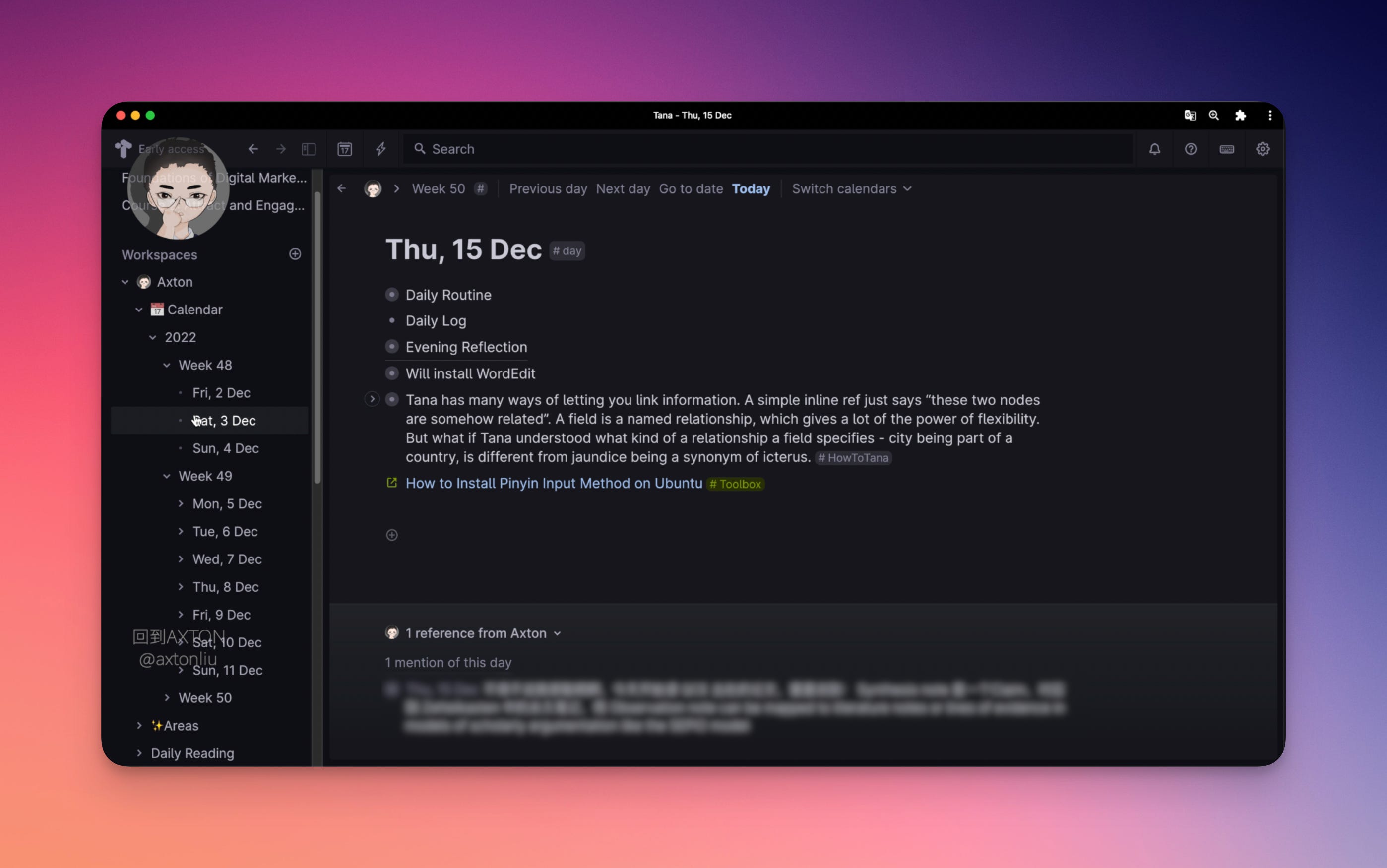 Learning by Sharing #5 - Tana：2022 最惊艳的笔记软件 - by Axton