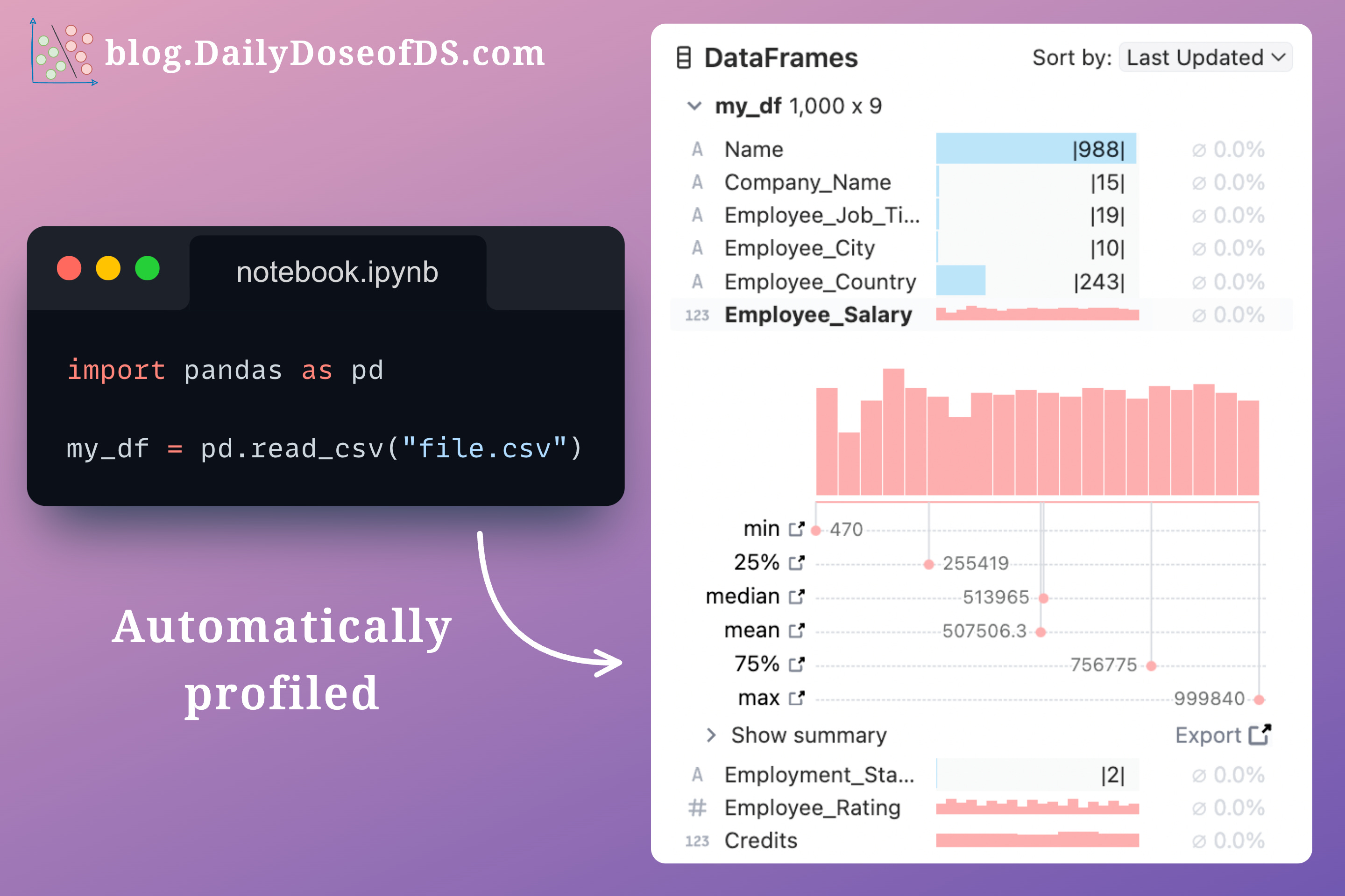 AutoProfiler: Automatically Profile Pandas DataFrame as You Work