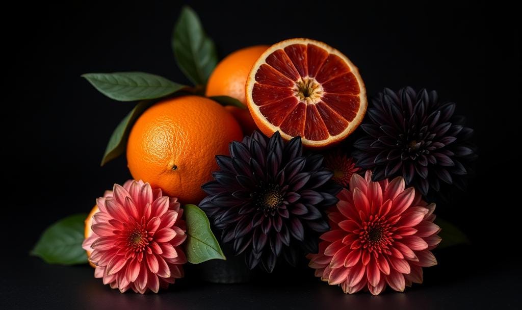 Blood Oranges and Black Flowers - by Layne Mercer