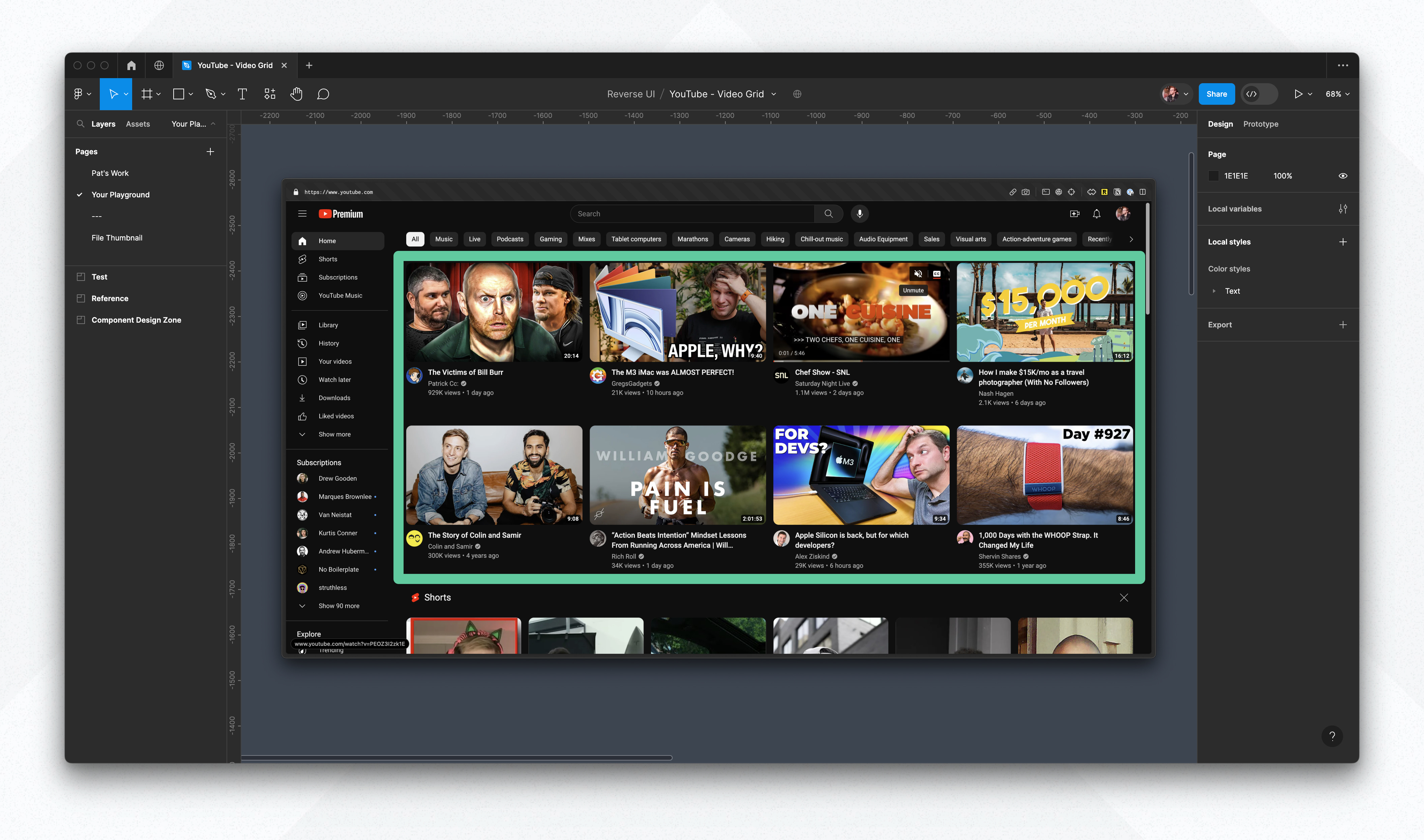 Reverse engineering YouTube's video grid UI in Figma