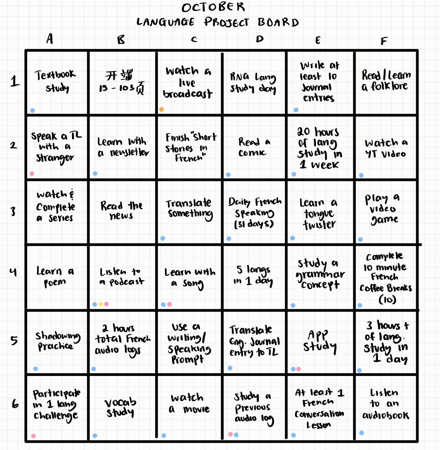 📅 October Language Study Recap and November Plan