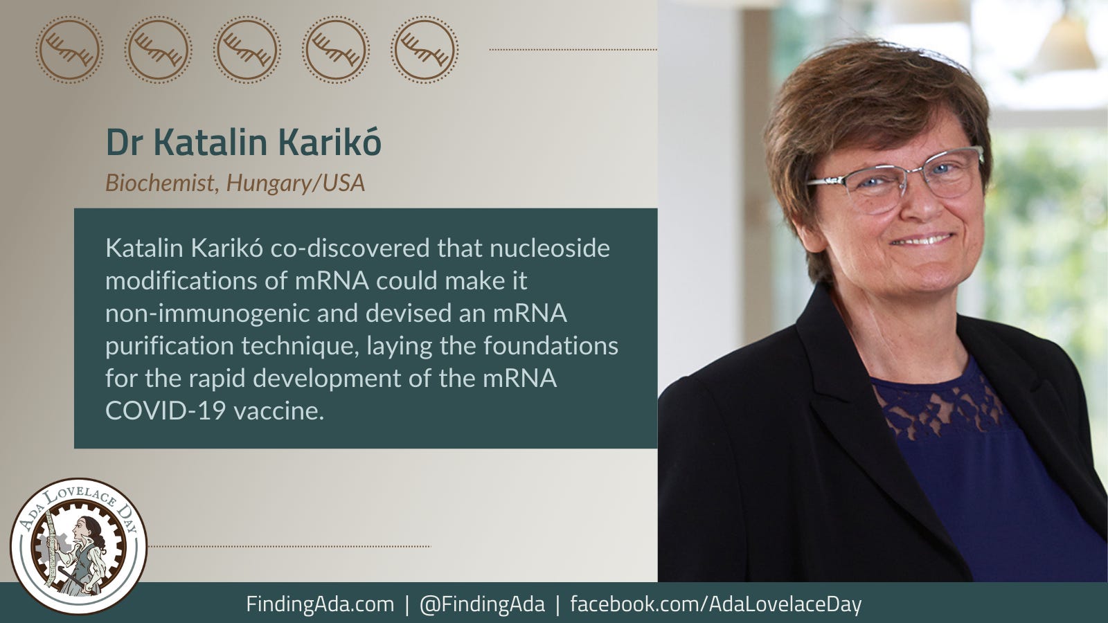 Dr Katalin Karikó, Biochemist - by Suw @ Ada Lovelace Day