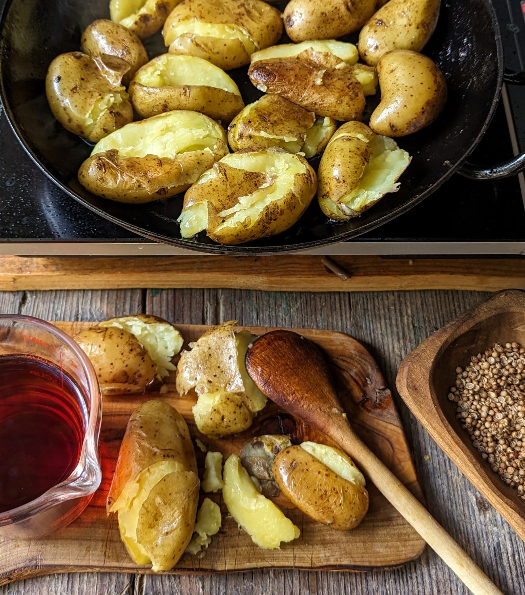 Crushed Potatoes with Coriander and Wine (Patates Antinaktés)
