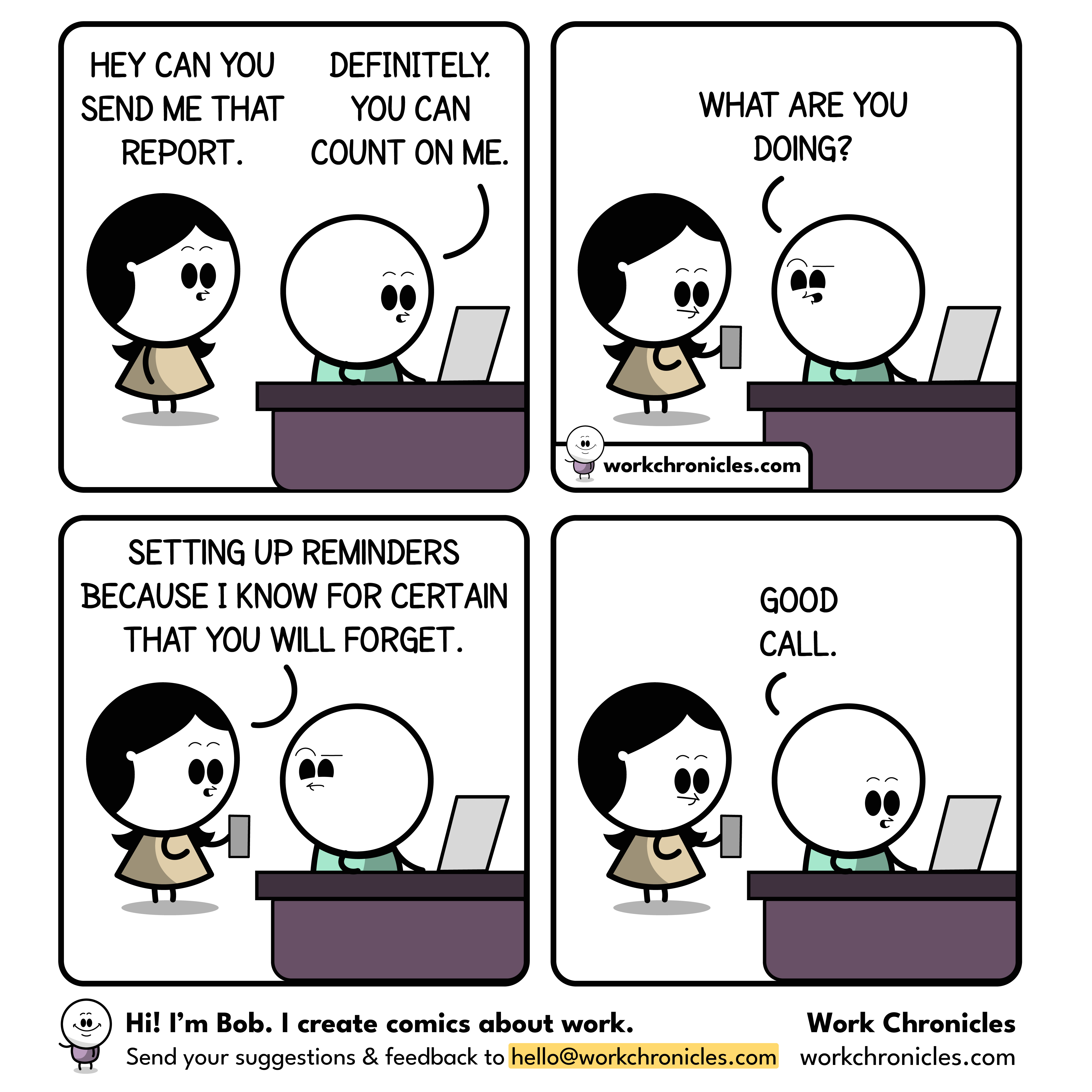 (comic) Follow up like clockwork - Work Chronicles