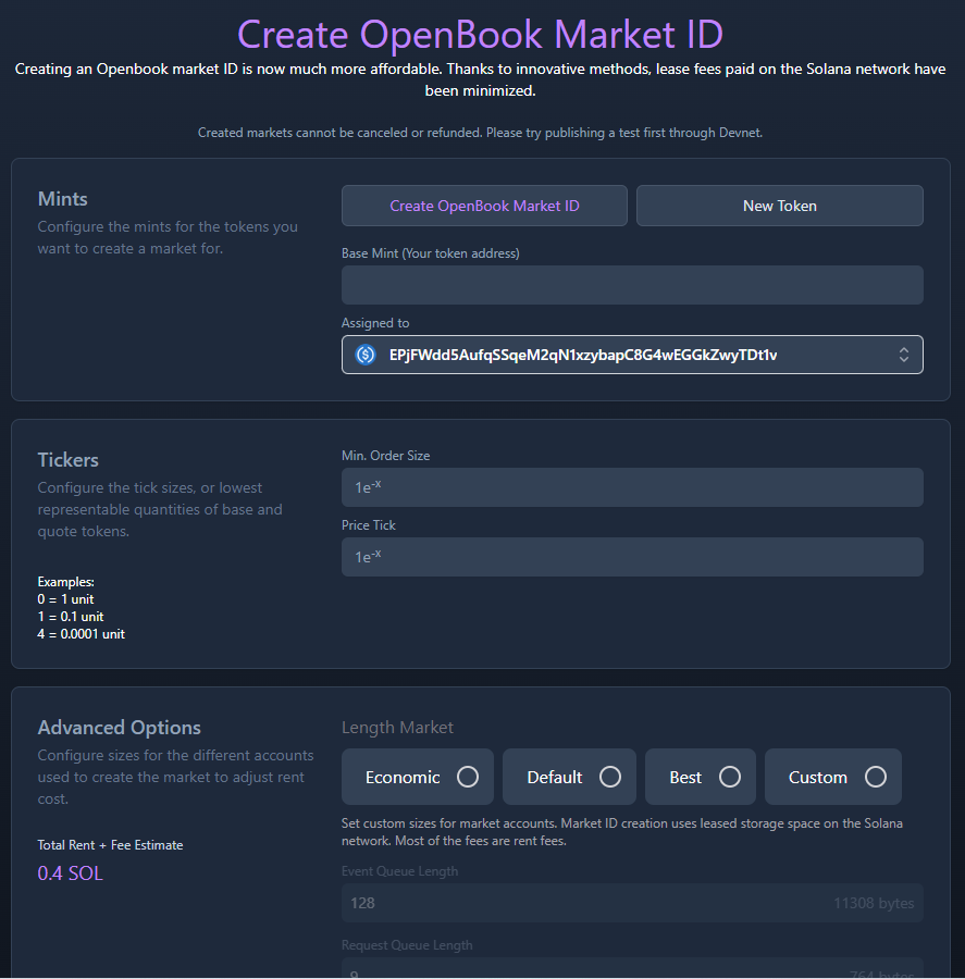 Create Openbook Market ID - by Solana Guru