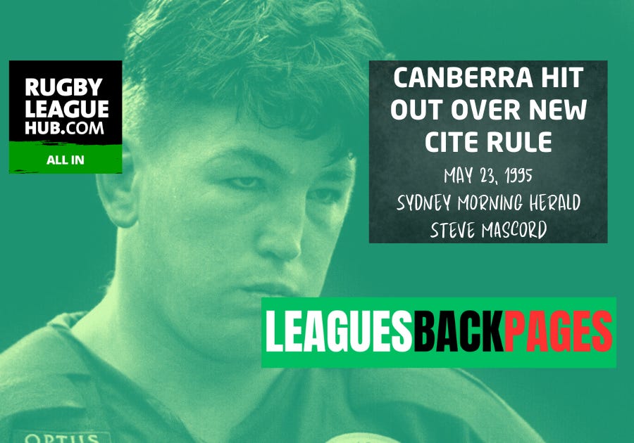 Canberra hit out over new cite rule - by Steve Mascord