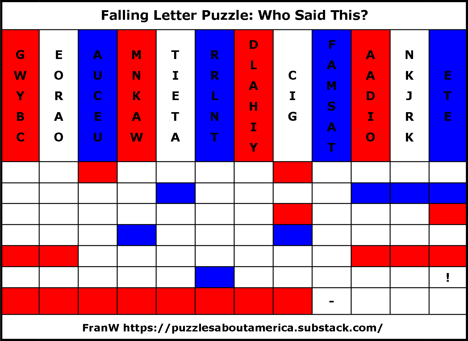 Falling Letter Puzzle 2024 #1 - Puzzles About America