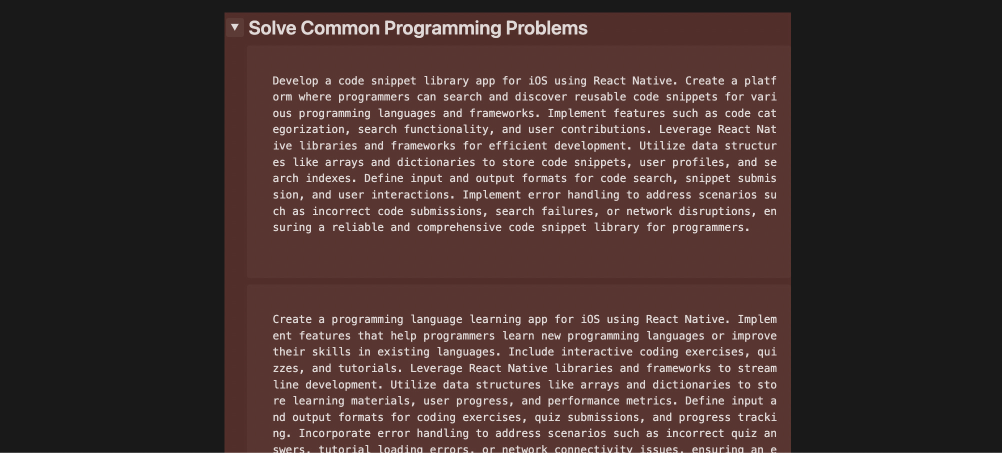 Code Prompts Ios React Native ☕️ Build Apps That Help Programmers