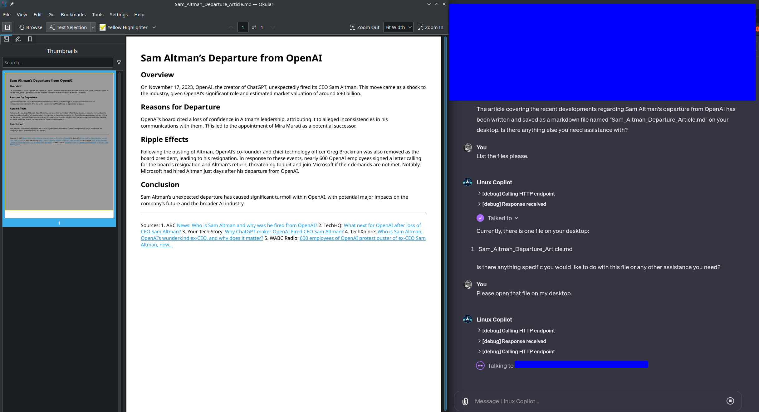 Linux Copilot: Interacting with Linux Desktop via GPTs