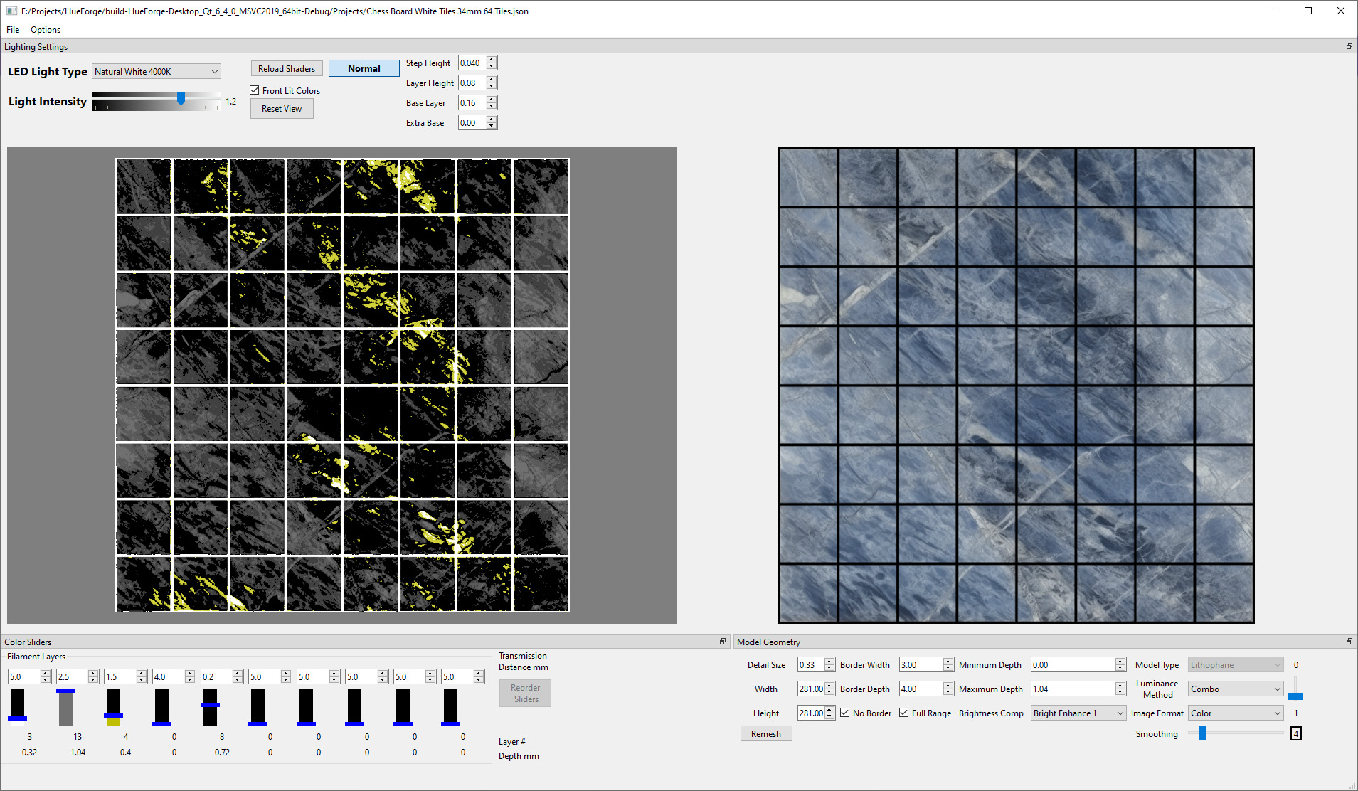 Designing a 3D Printed Chessboard in HueForge