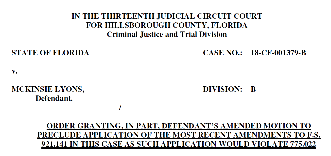 Hillsborough County: Applying 8-4 statute would violate Ex Post Facto ...