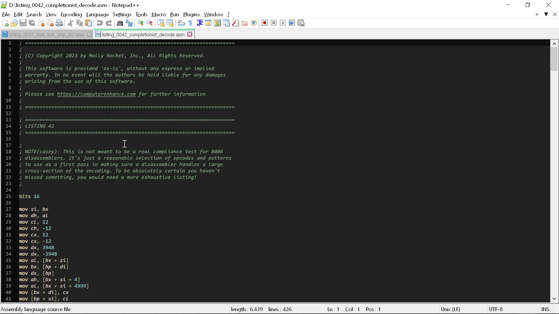 Opcode Patterns in 8086 Arithmetic - by Casey Muratori