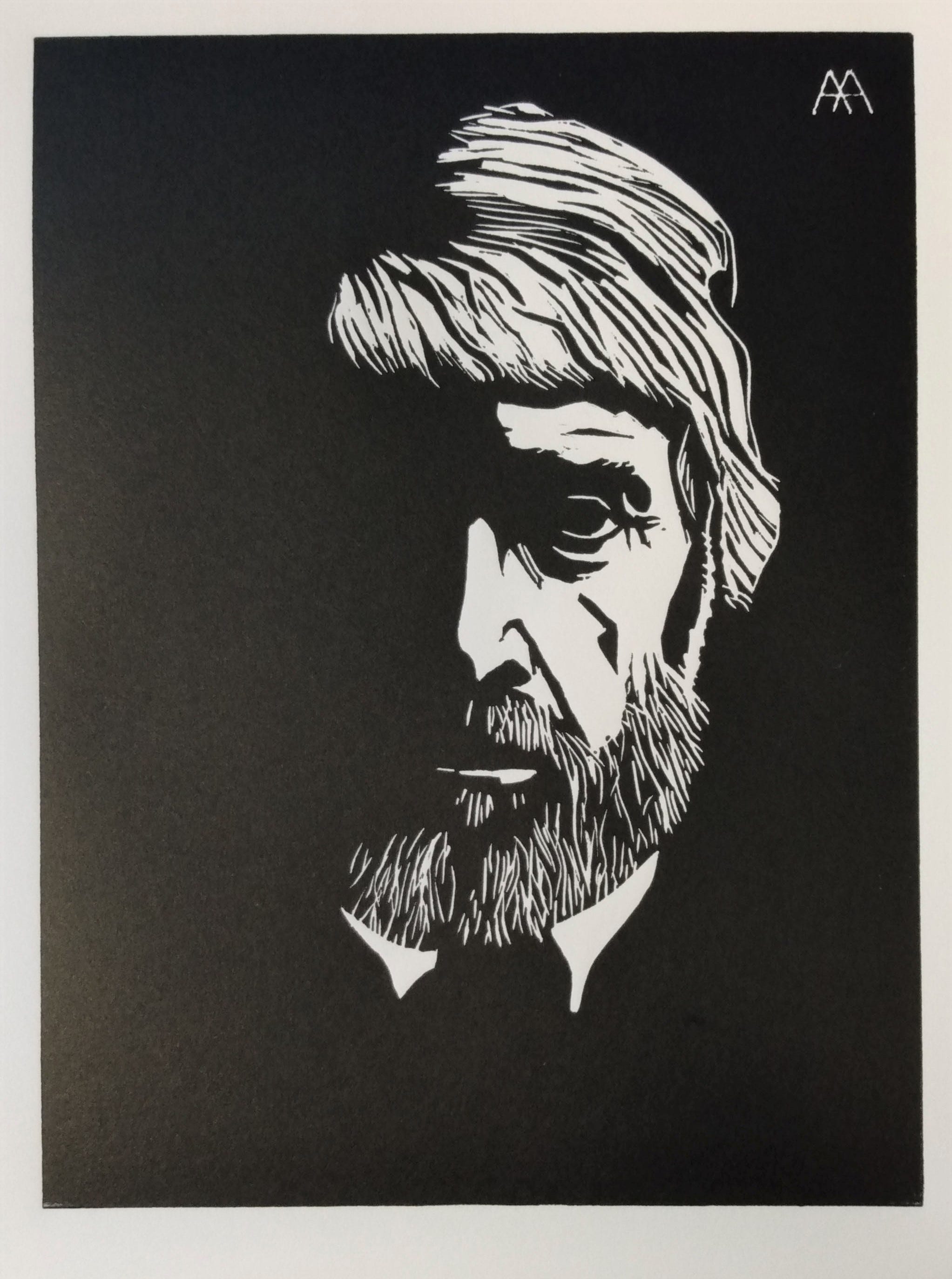 Linocut portraits of authors - Alexander Adams
