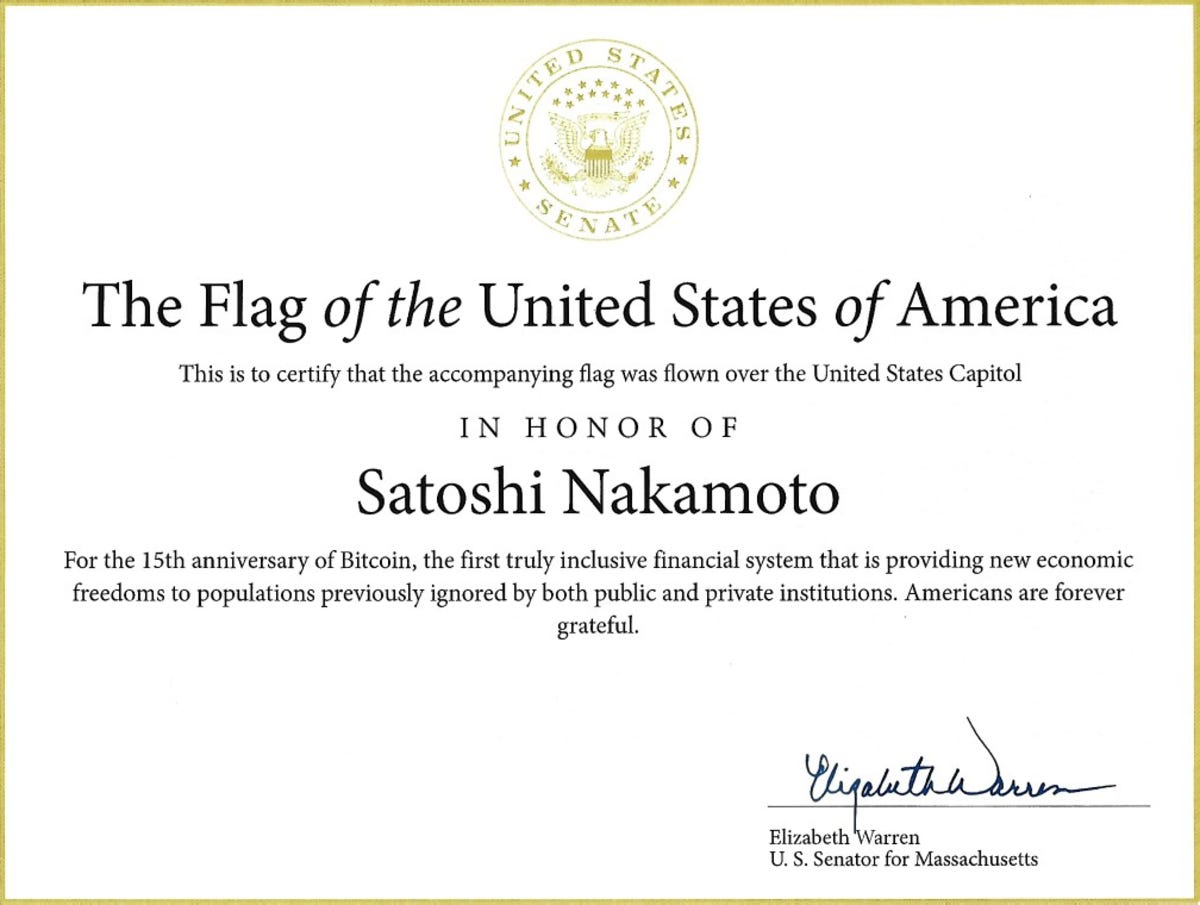 Bitcoin: Elizabeth Warren Reverses Position, Praises Satoshi