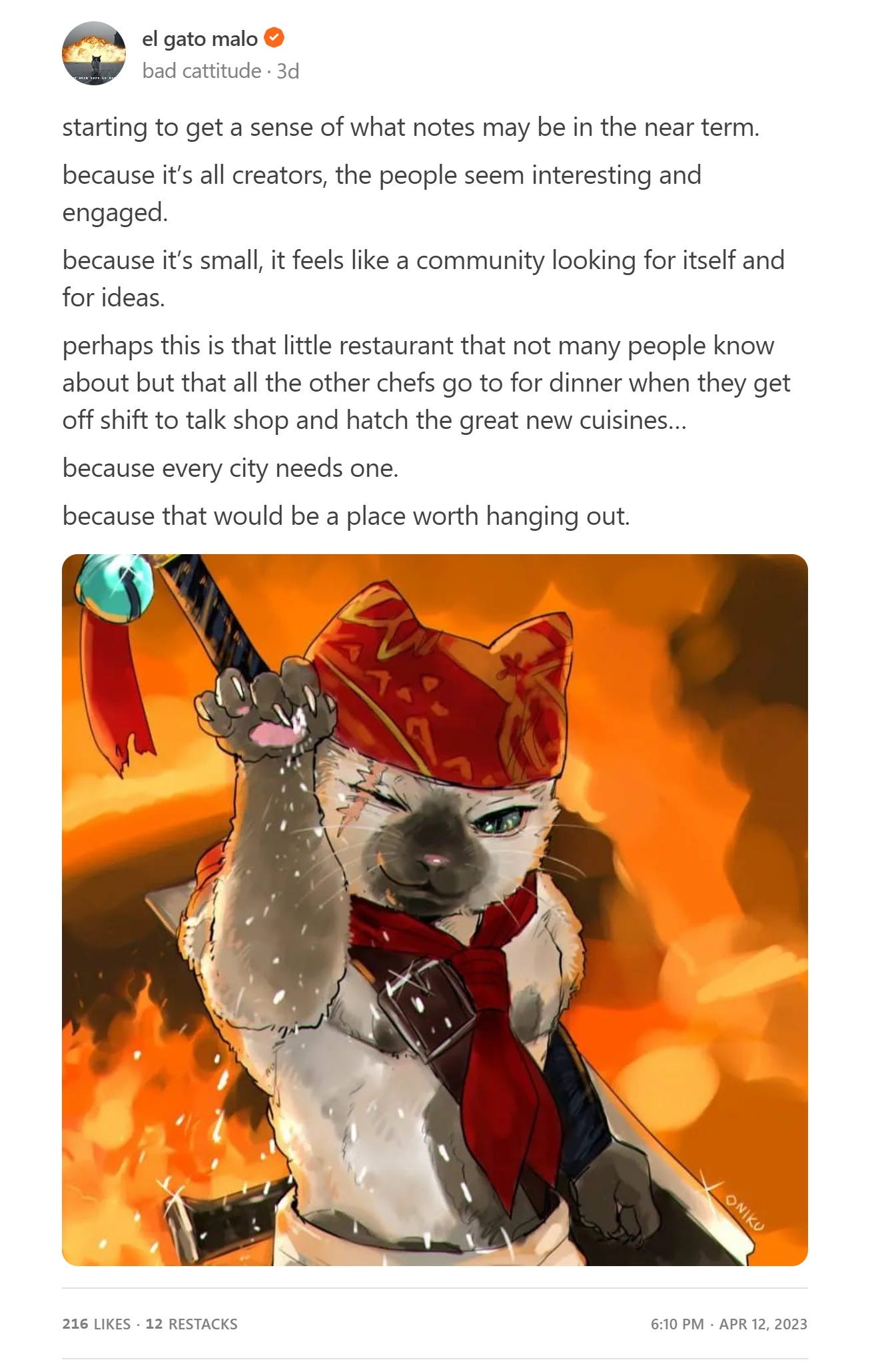 a gato explores substack notes - by el gato malo