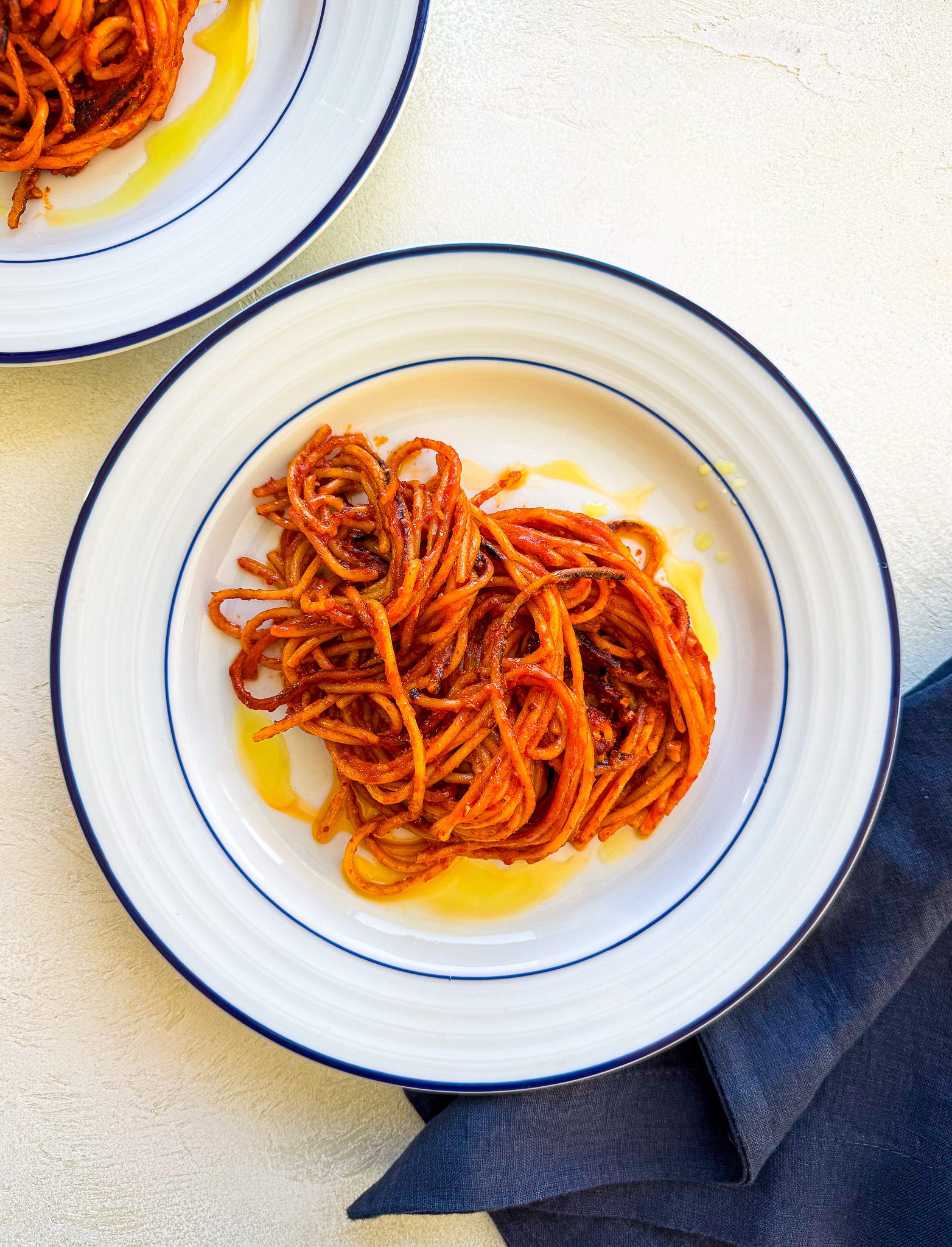 puglia's spicy, seared tomato spaghetti