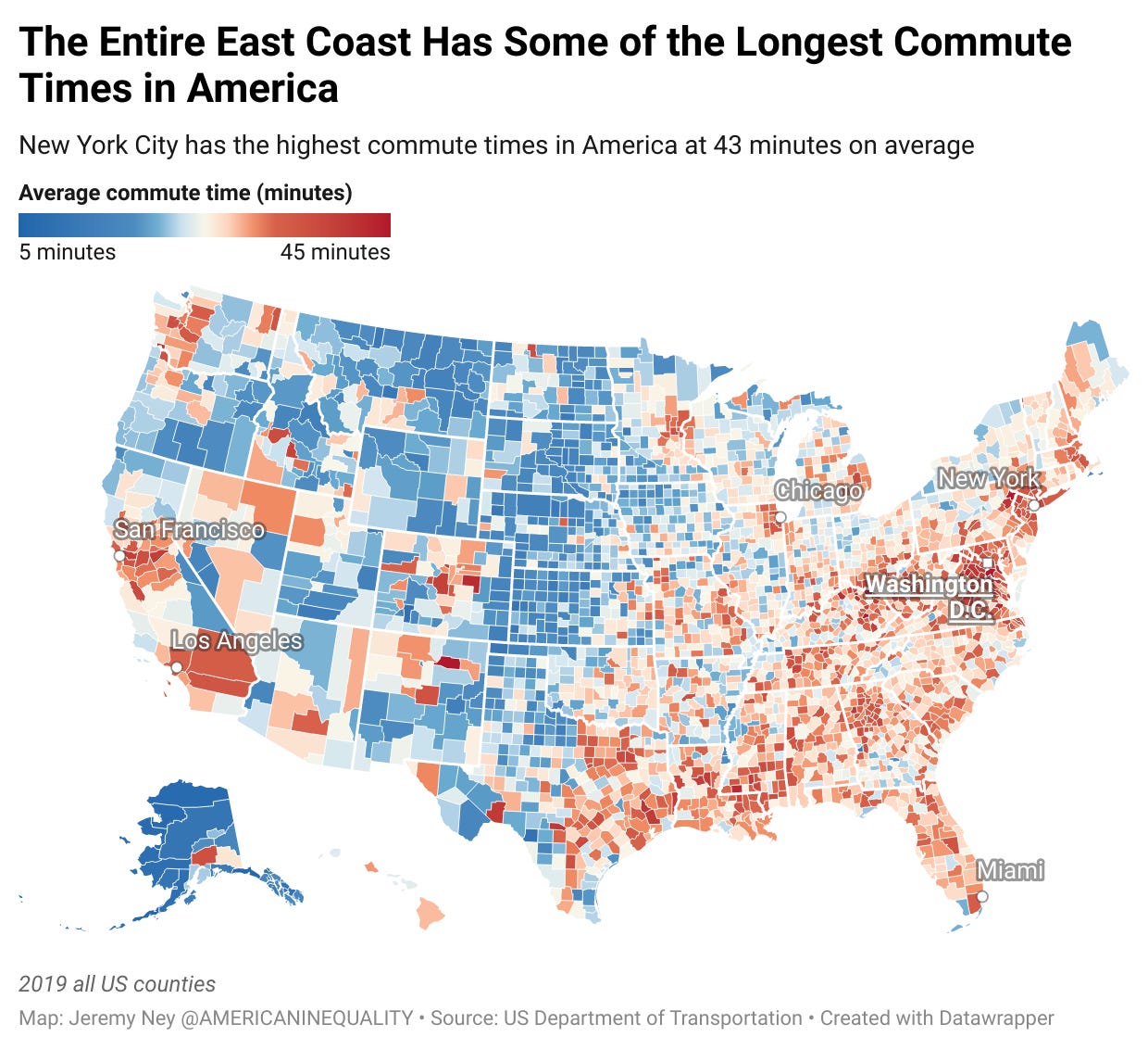 Long commutes show structural inequality in cities, and bad health outcomes