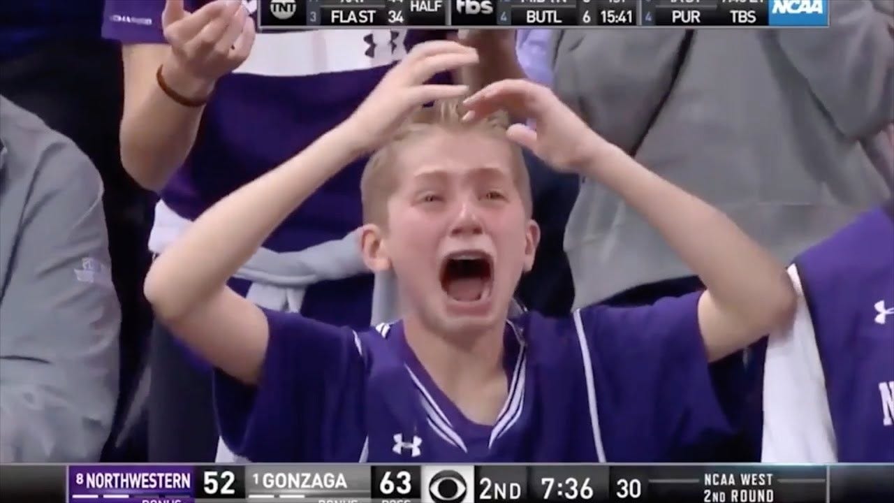 "The crying Northwestern fan" - by Braydyn Lents
