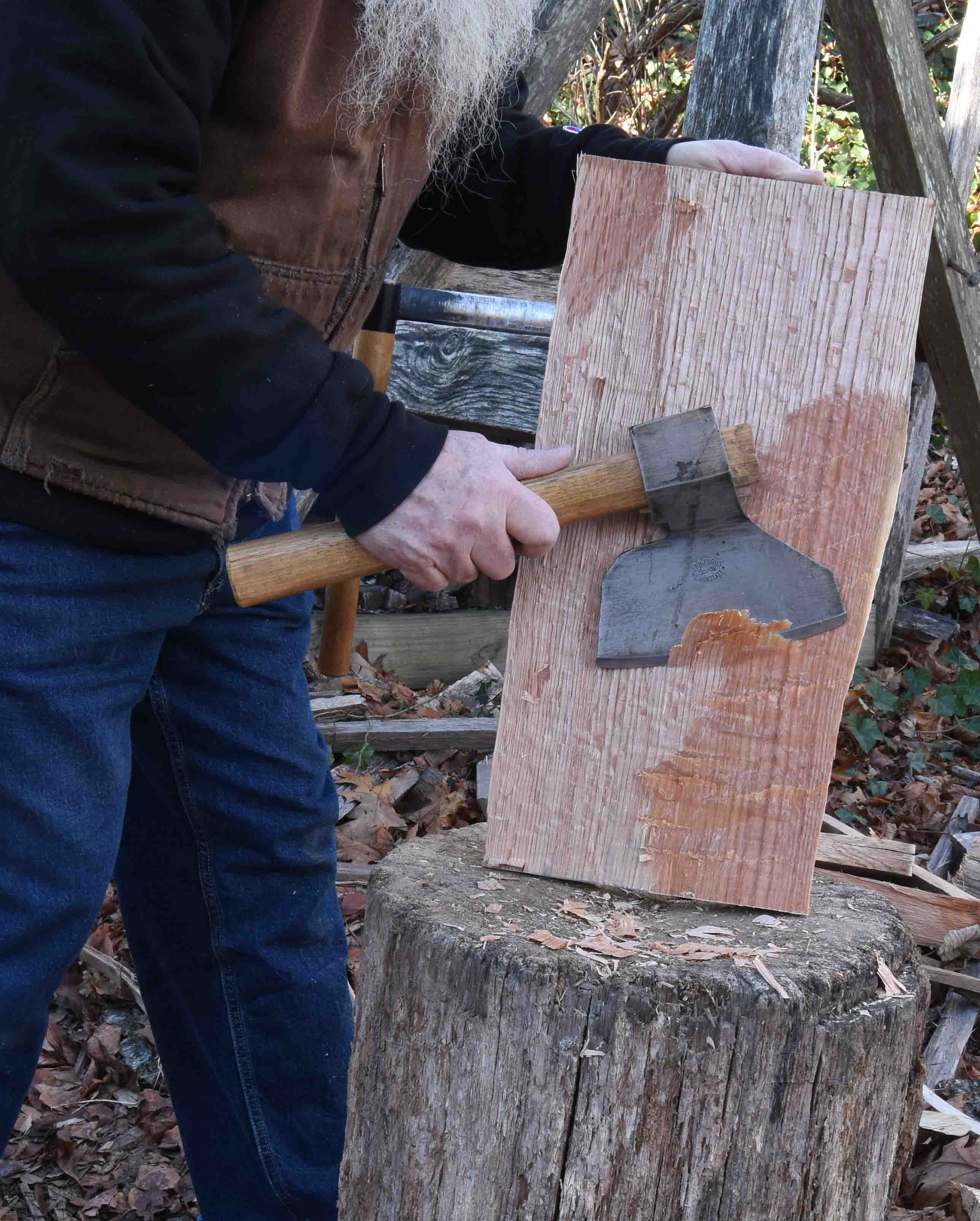 Working up a new oak log - by Peter Follansbee