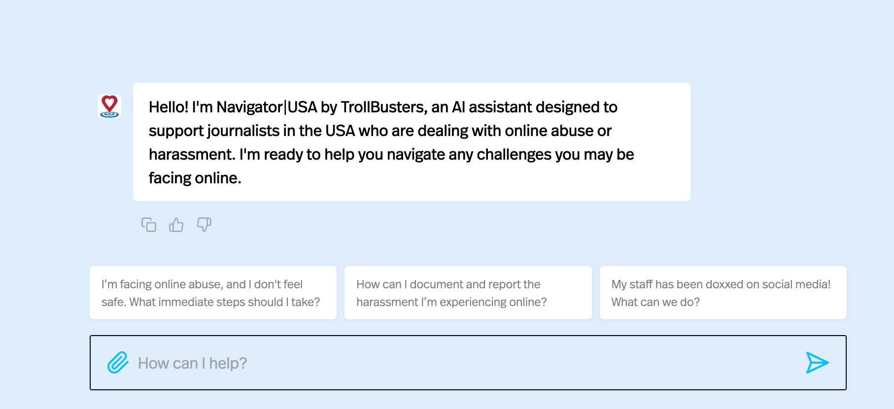 Navigator: A Chatbot That Helps Journalists Deal With Trolls