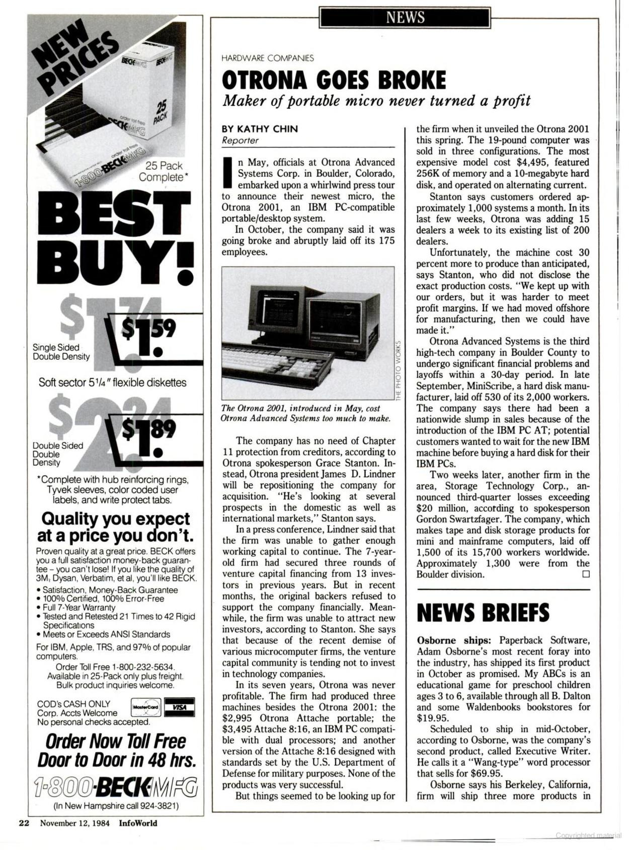 The Story of Otrona -- The Colorado Computer Company of the early 1980s.