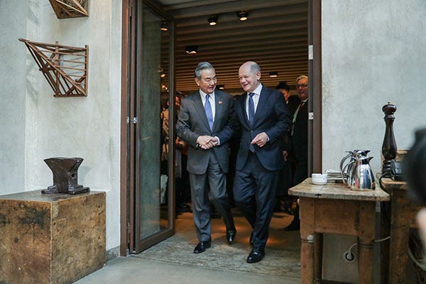 Wang Yi meets Allison, Merz, Kallas, Baerbock, Werthein, Rutte, Scholz ...
