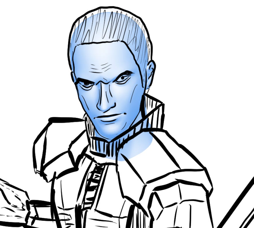 Drawing a swordsman character