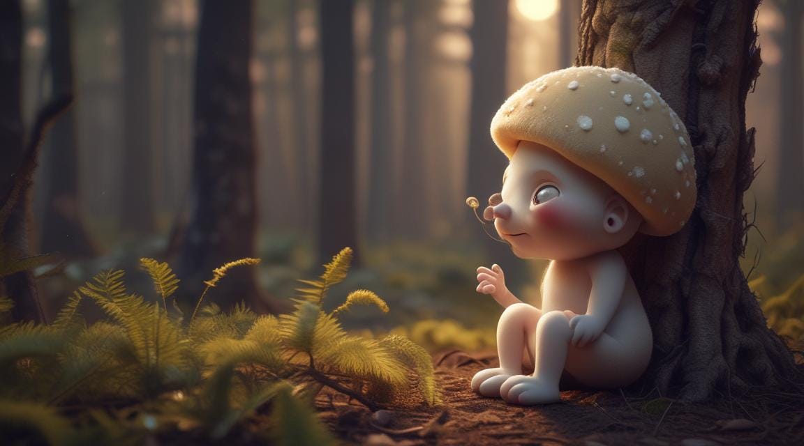 Baby Mushroom Skull Hunting - by Elliot Lessing