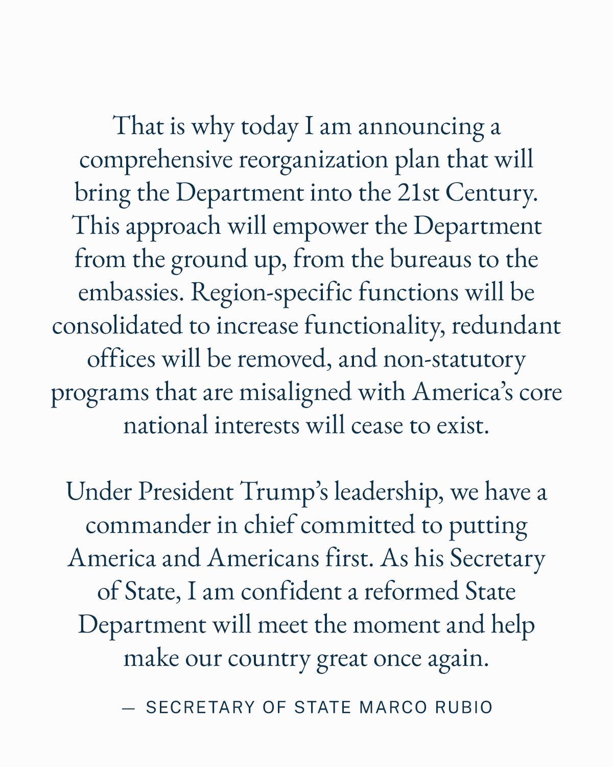 Thank you POTUS Trump huge praise for Secretary of State Marco Rubio ...
