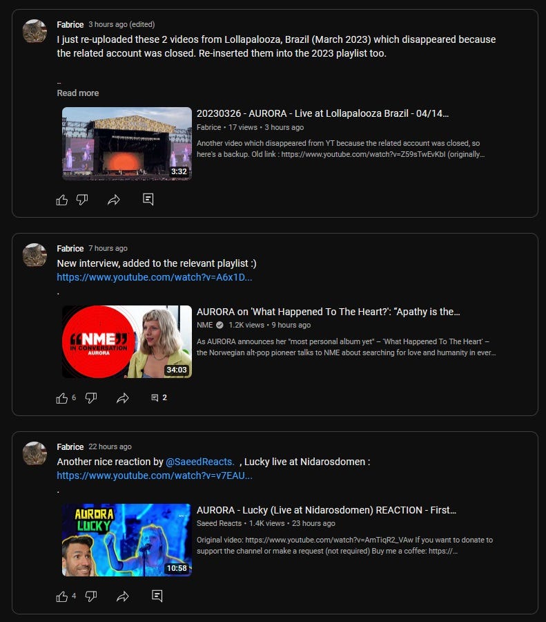 Are you looking for Aurora videos ? - Fabrice’s Substack