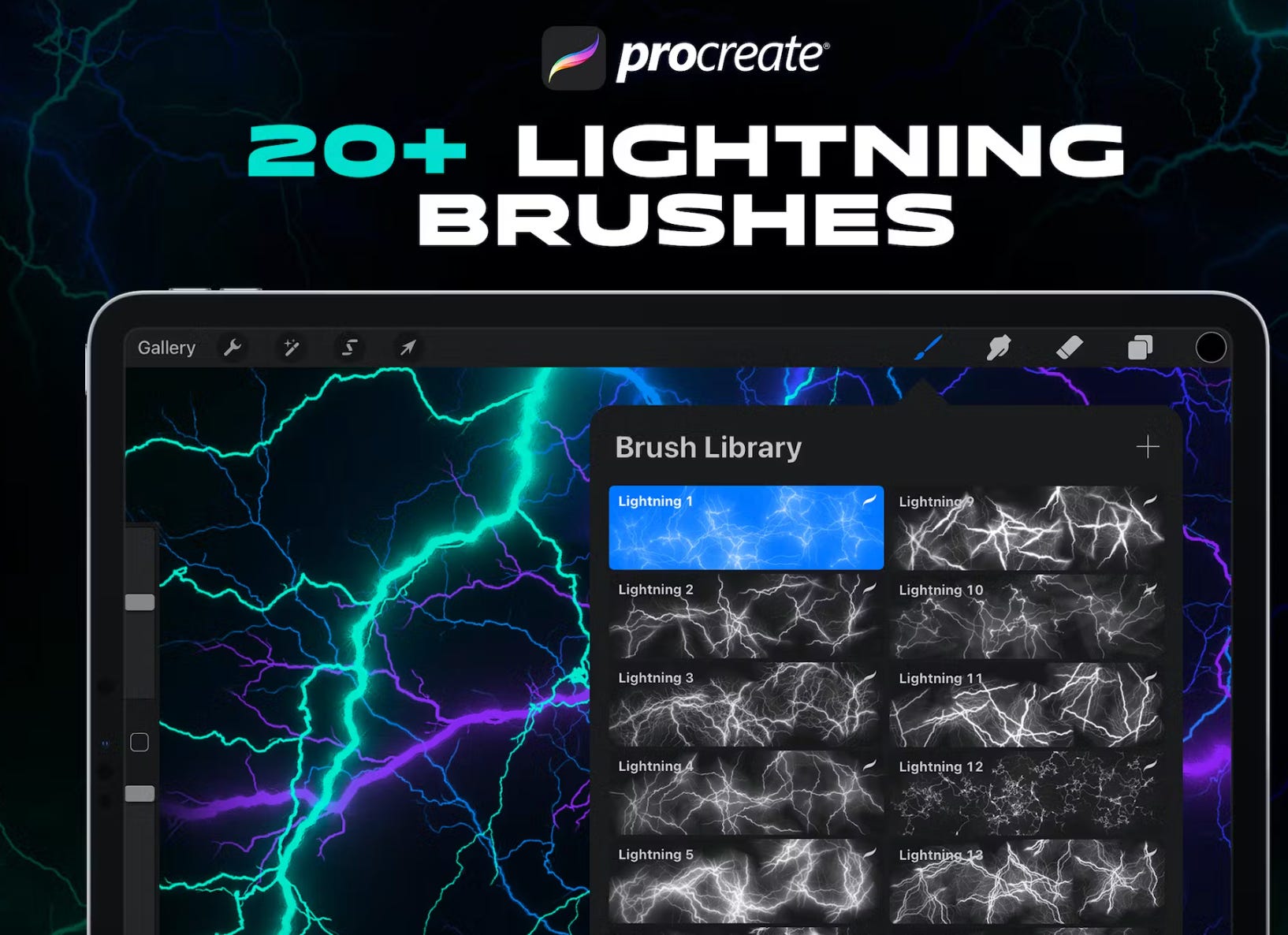 【625】Procreate Lightning Brushes - WhaleDesign