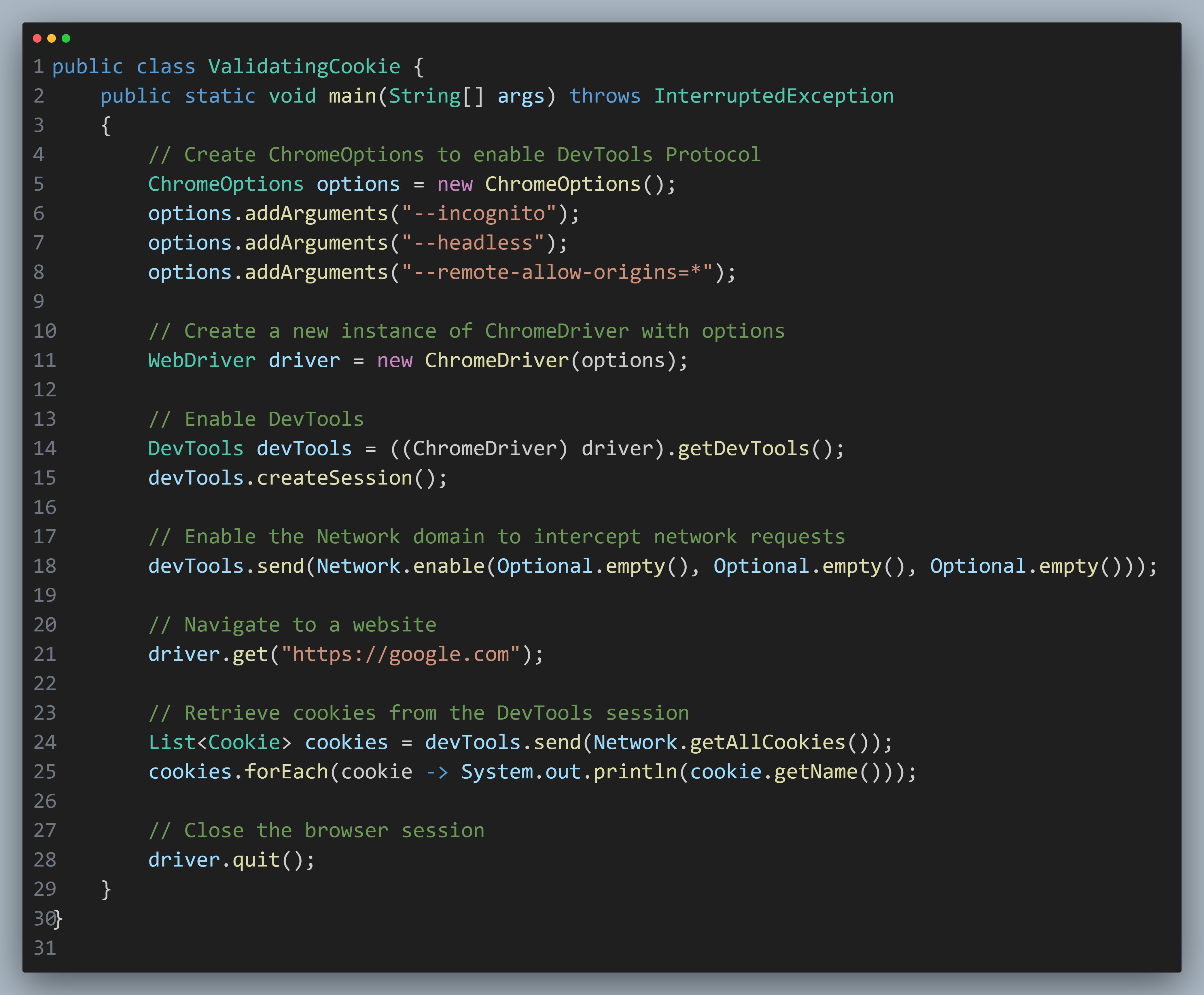 Selenium 4 Chrome DevTools