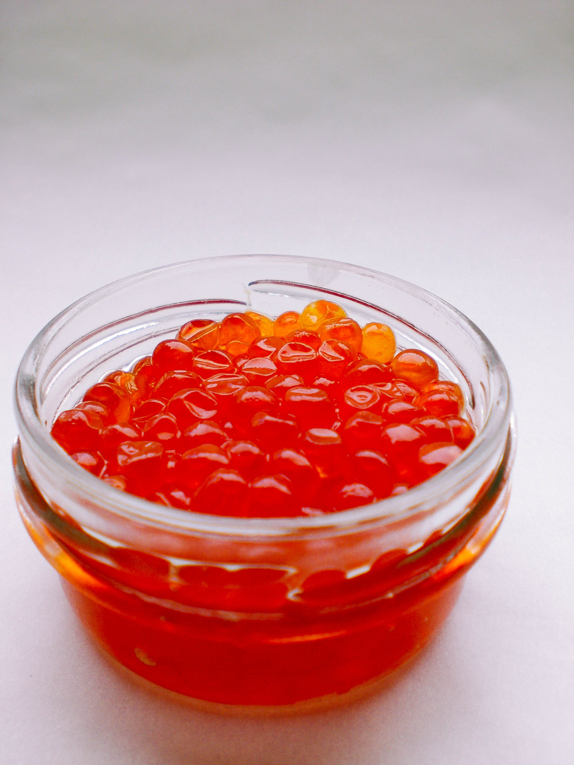 Deviled eggs with avocado, crème fraîche and salmon roe