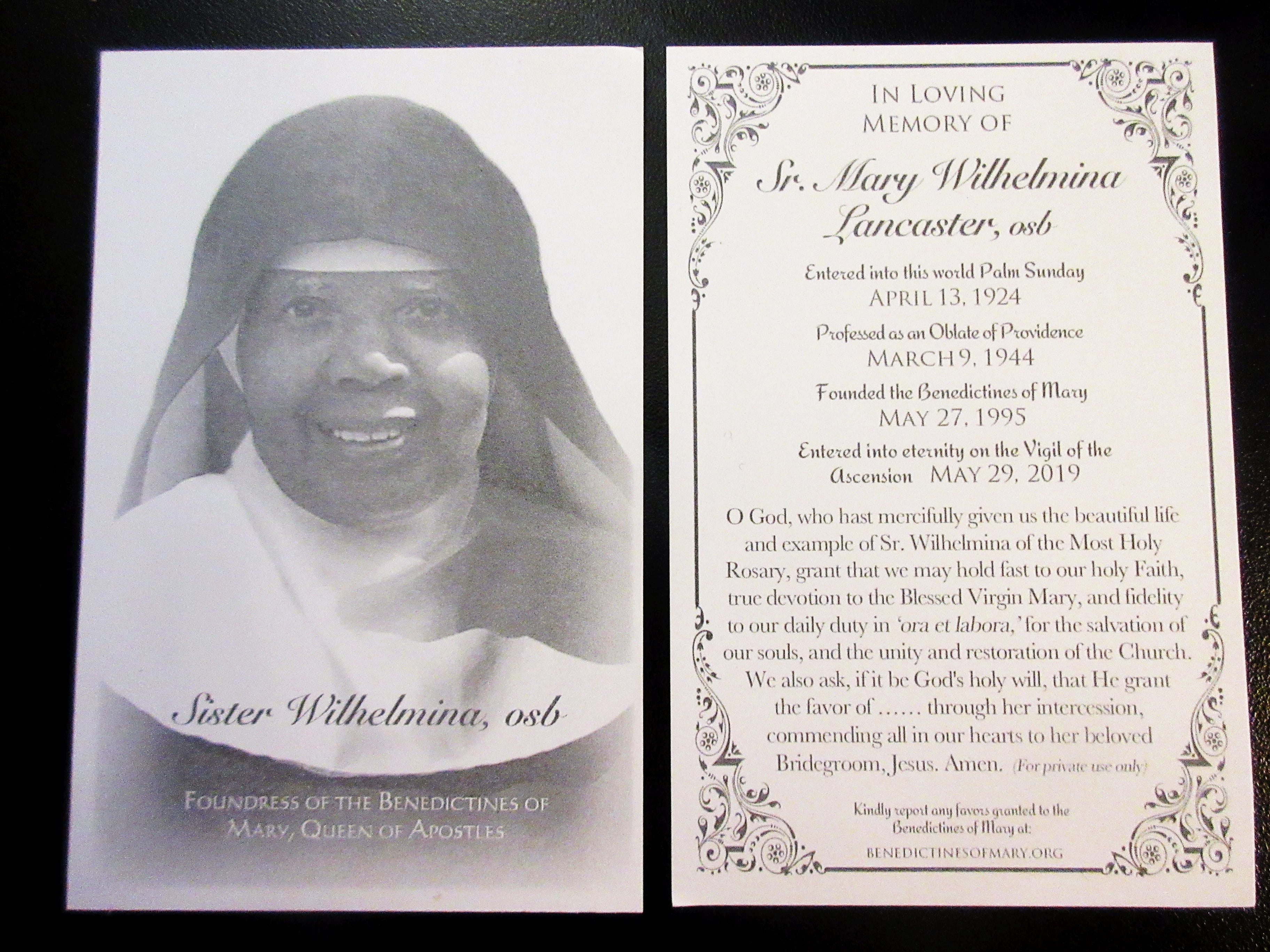 Adding a New Friend to My Favorite Intercessors: Sr Wilhelmina Lancaster, OSB