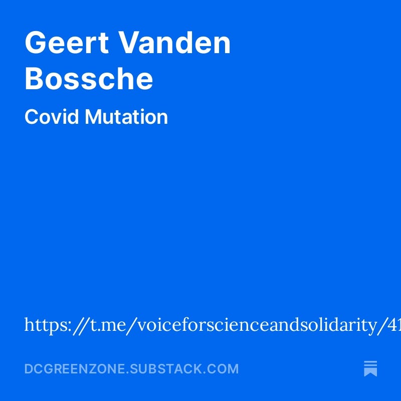 Geert Vanden Bossche - DCGreenZone’s Substack