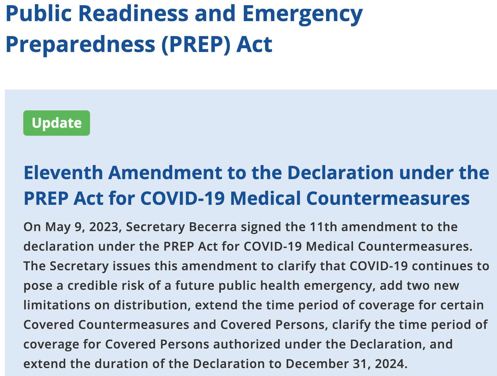 Why has the PREP act been amended 11 times to accommodate COVID-19?