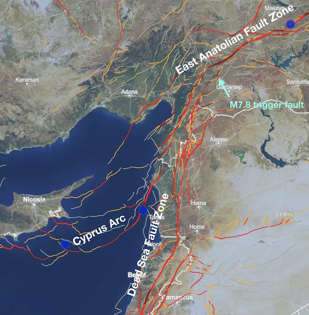 Did the Feb 6 2023 Turkey-Syria earthquake start on the Dead Sea Fault?