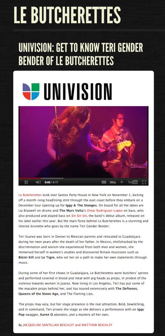 Le Butcherettes | Teri Gender Bender, aka Teri Suarez | Xicanosmotic Wow!