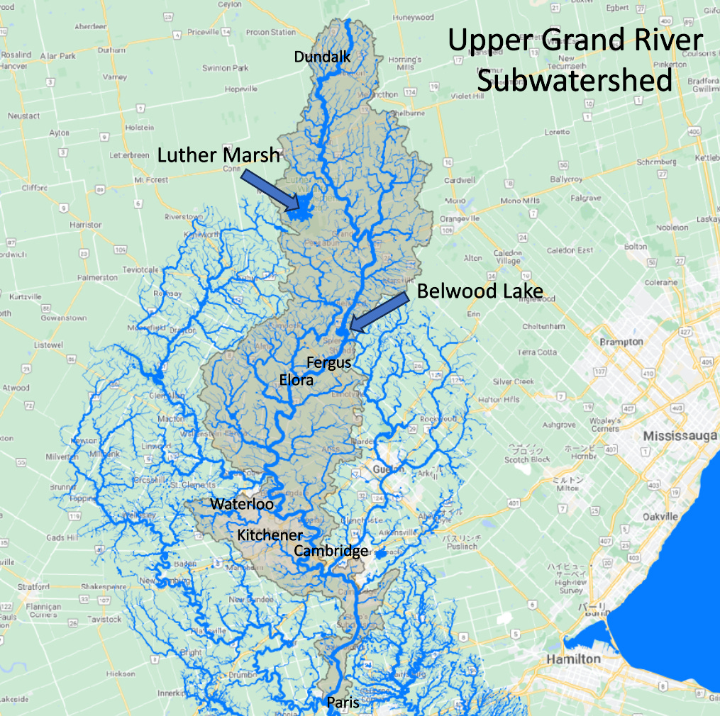 Subwatersheds of the Grand River Basin - by Steve Shikaze