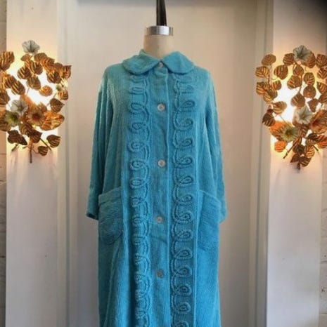 The turquoise Candlewick dressing gown