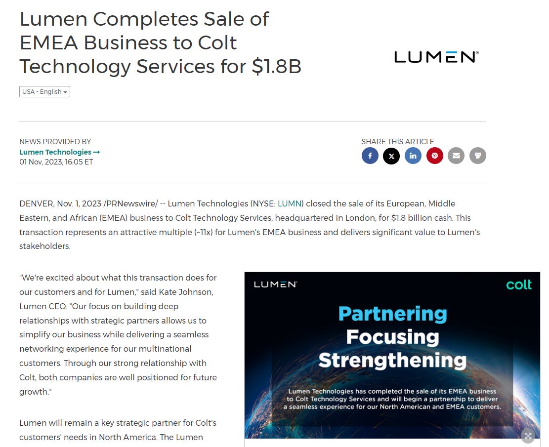 賭看看 LUMN 的不良債權？ - by BASM - 看圖說故事 - BASM’s Substack