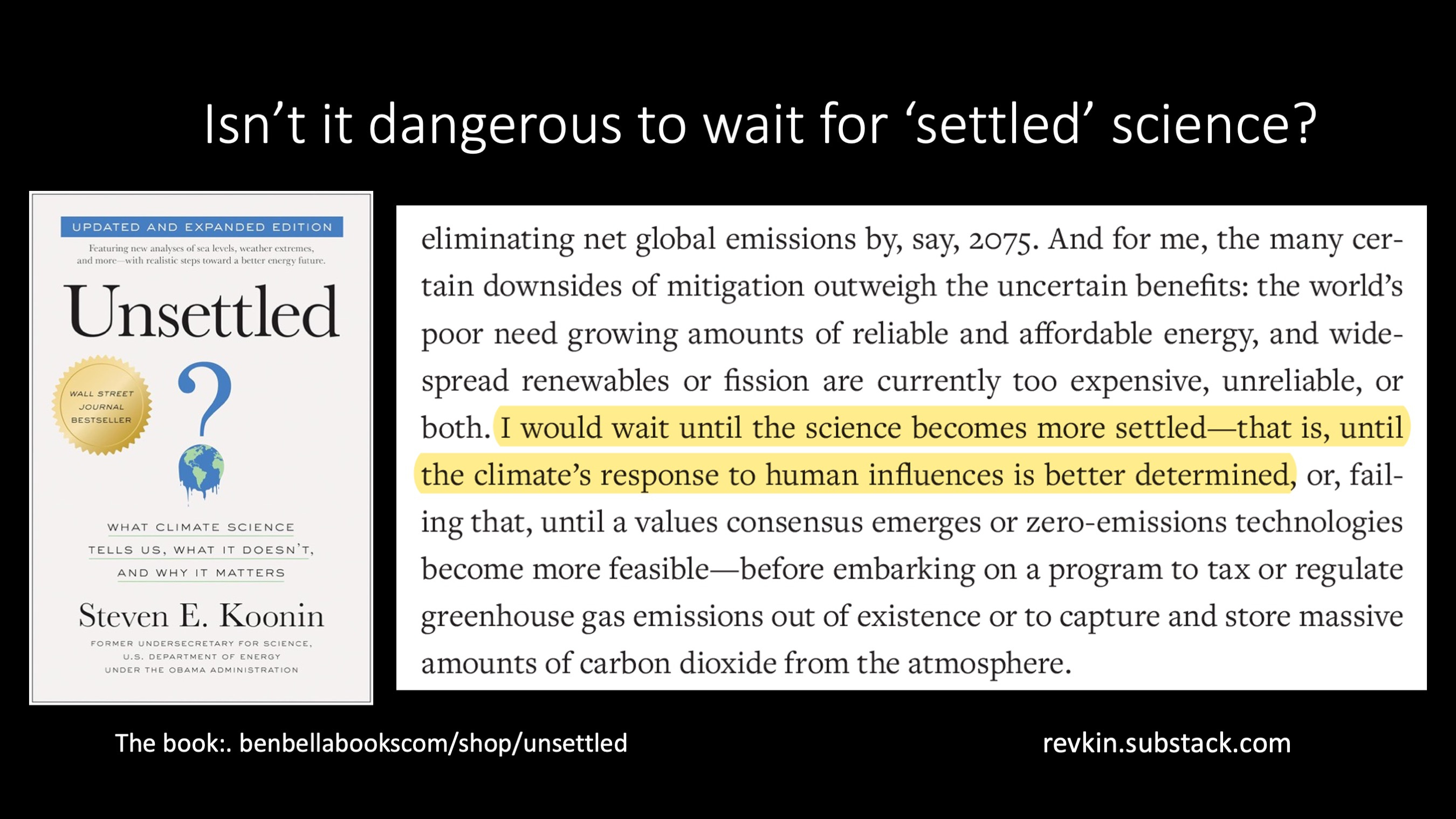 Testing the "Unsettled" Climate-Science Assertions of Steve Koonin