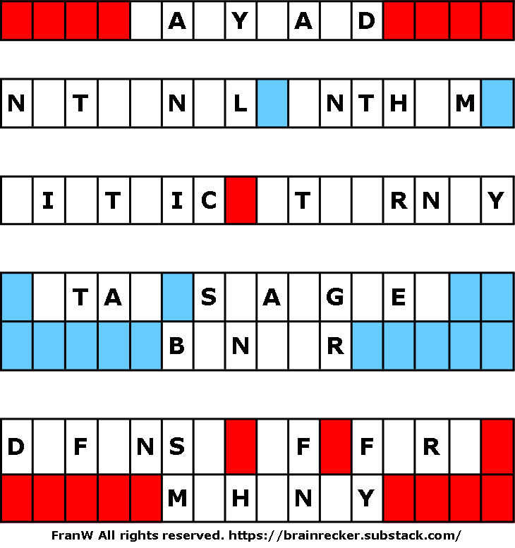 Puzzle #2 Clue 3: Missing Letter Puzzle - by Fran W