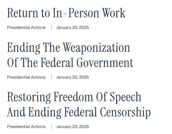 Presidential Actions By Donald J. Trump For January 20th, 2025
