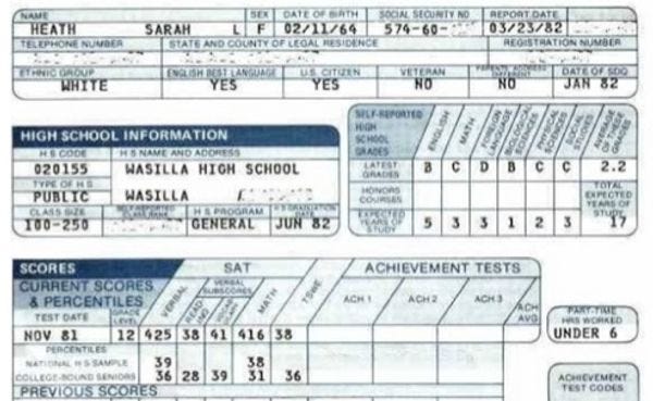Sarah Palin's Alleged SAT Scores Revealed!