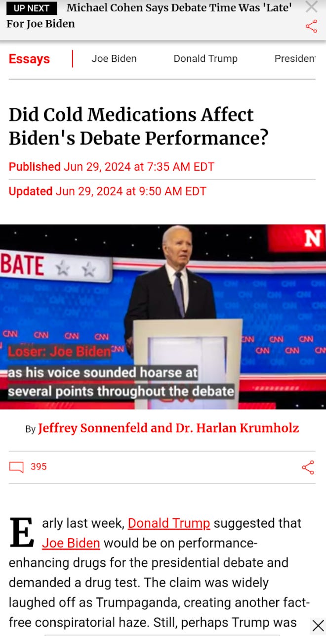 Some doctors & professors claim Biden's debate performance was due to ...