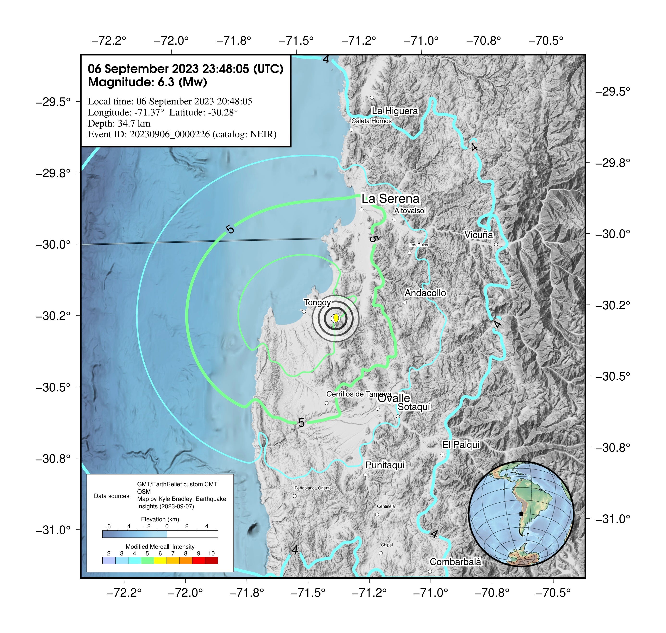 M6.3 earthquake strikes below central Chile
